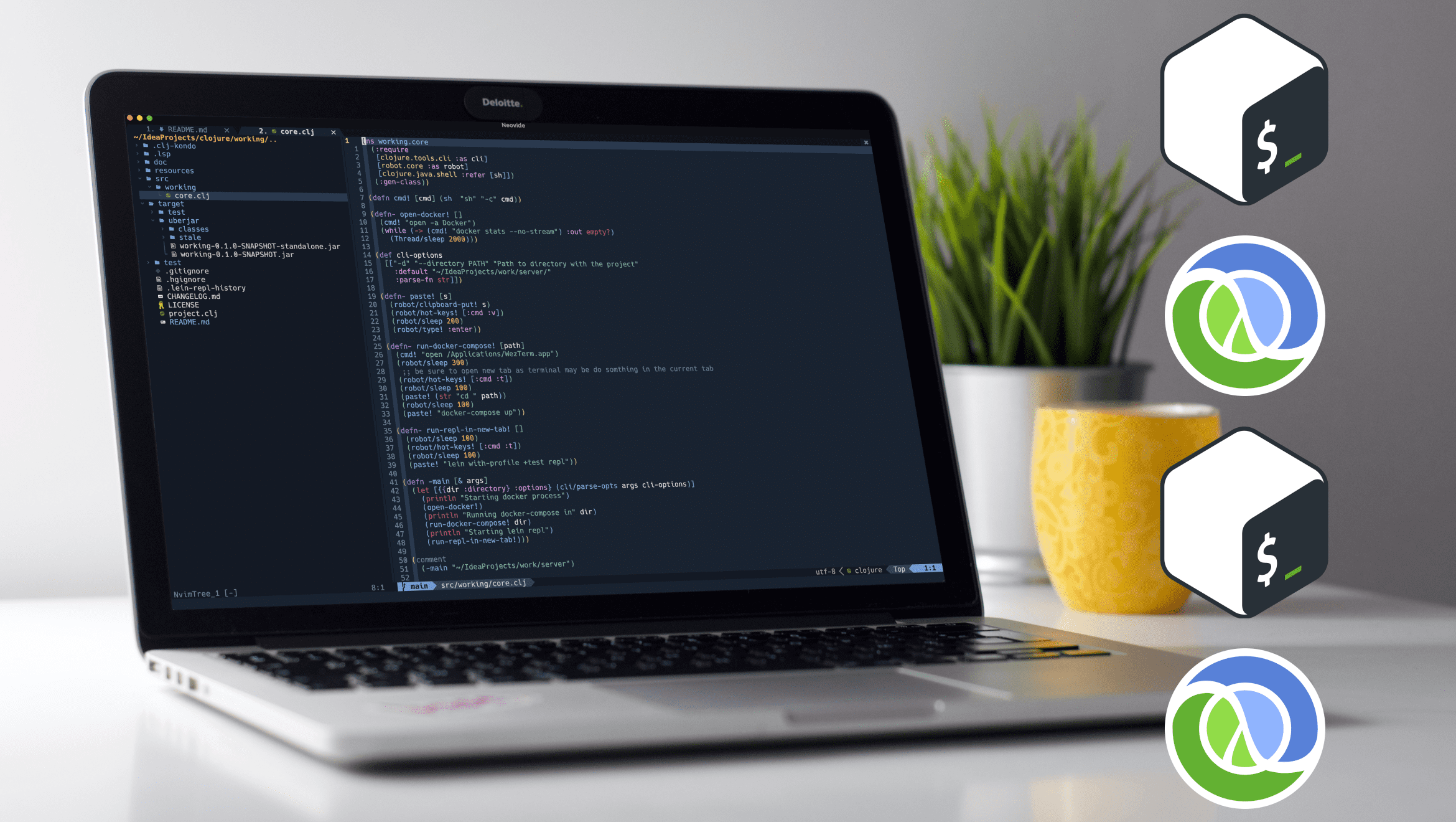 Writing a Clojure Script to Open Docker and Two Terminal Windows